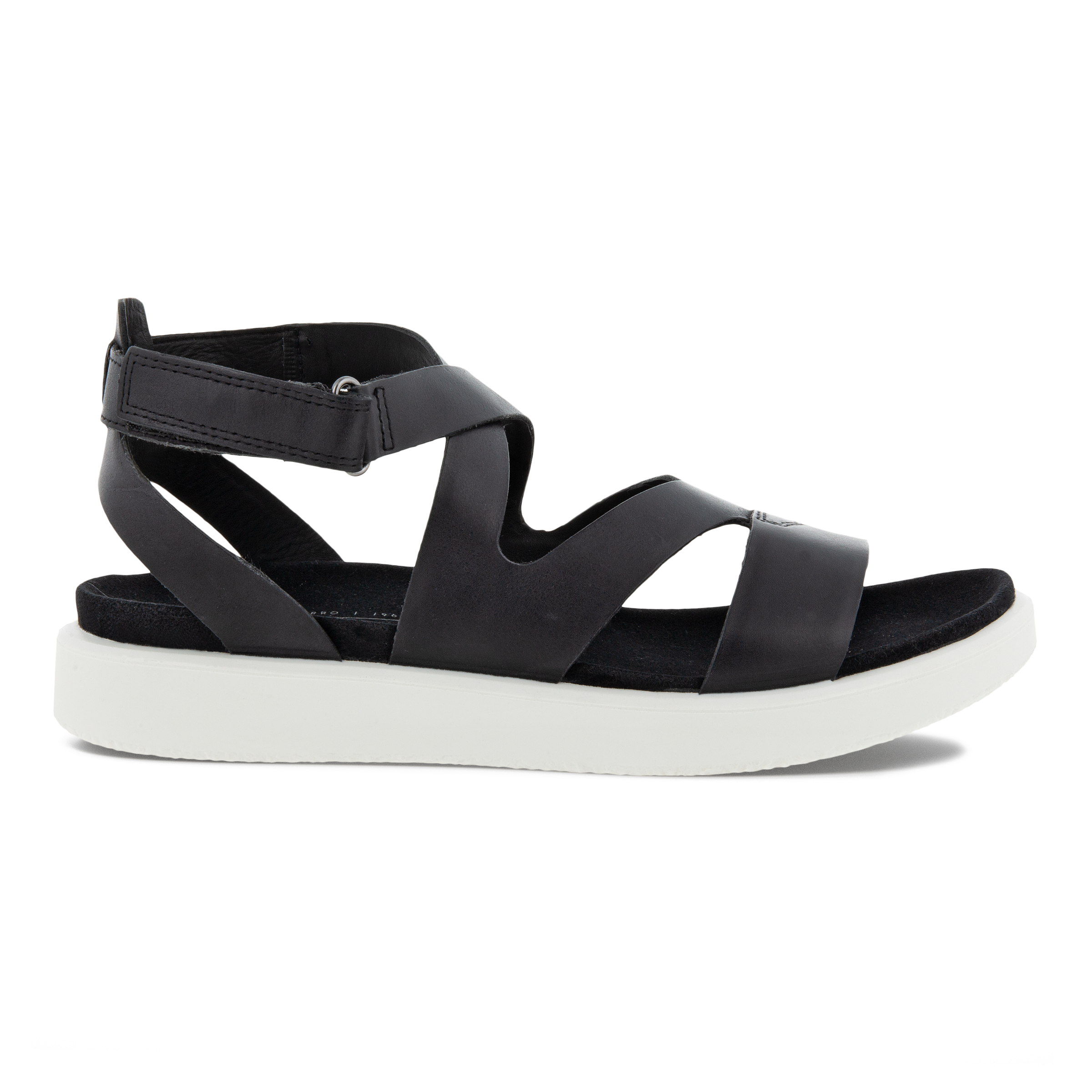 Women's ECCO® Flowt Leather Flat Sandal | Black