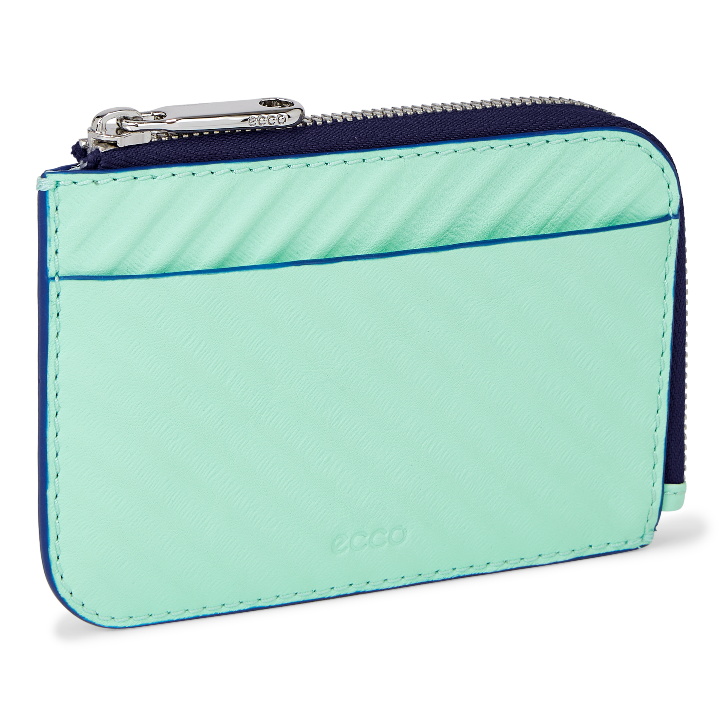 ECCO® Wallet Zipped Grooved Small Leather Wallet | Blue